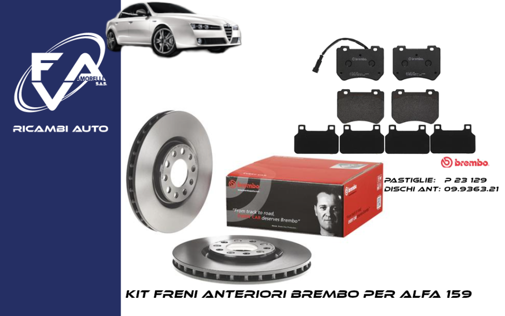 Kit Dischi e Pastiglie Anteriori BREMBO 09936321e P23129 Alfa Romeo 159, Brera, Spider | F.A.V ...