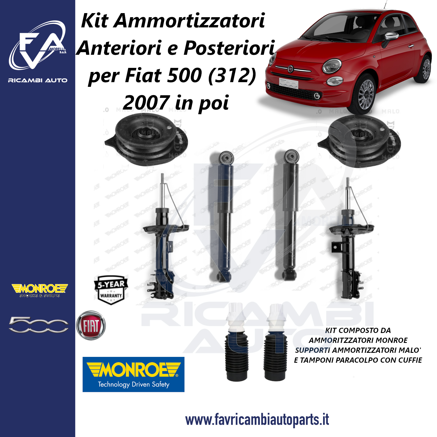 KIT AMMORTIZZATORI FIAT 500 2007 in poi | F.A.V. di Amorelli Vincenzo ...