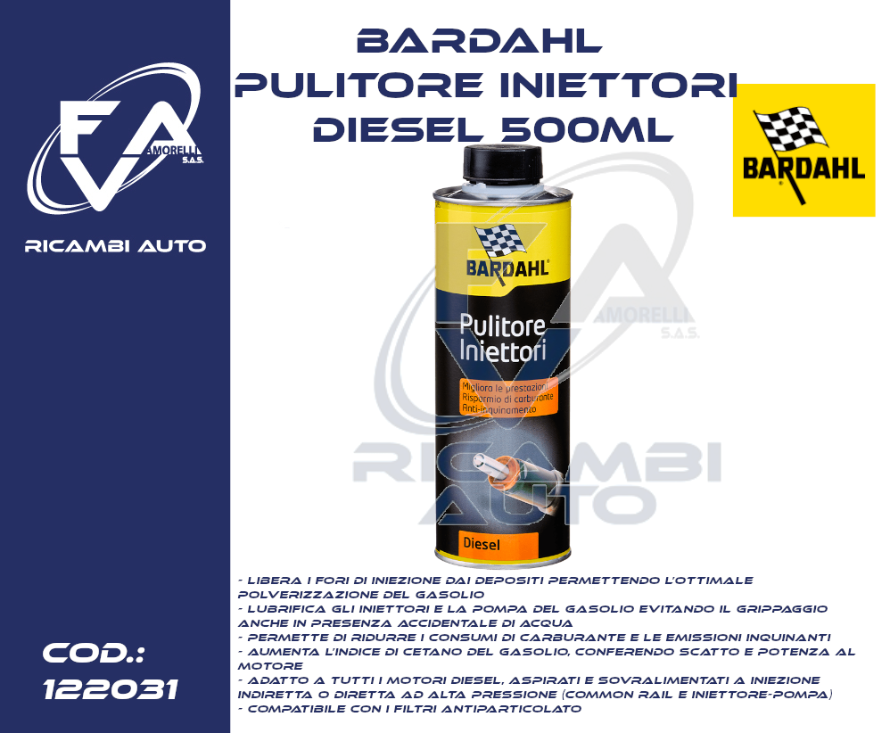 PULITORE INIETTORI DIESEL 500ml 122031 Bardahl | F.A.V. di Amorelli Vincenzo & C. s.a.s.